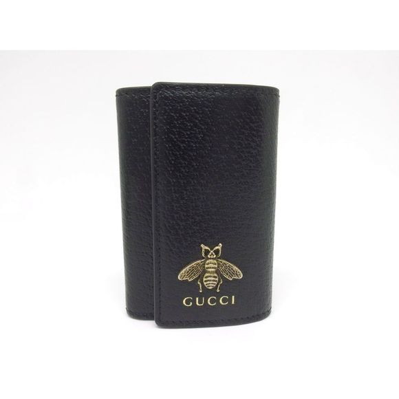 Gucci | Bags | Gucci Black Case Animalier Leather Key Bee | Poshmark